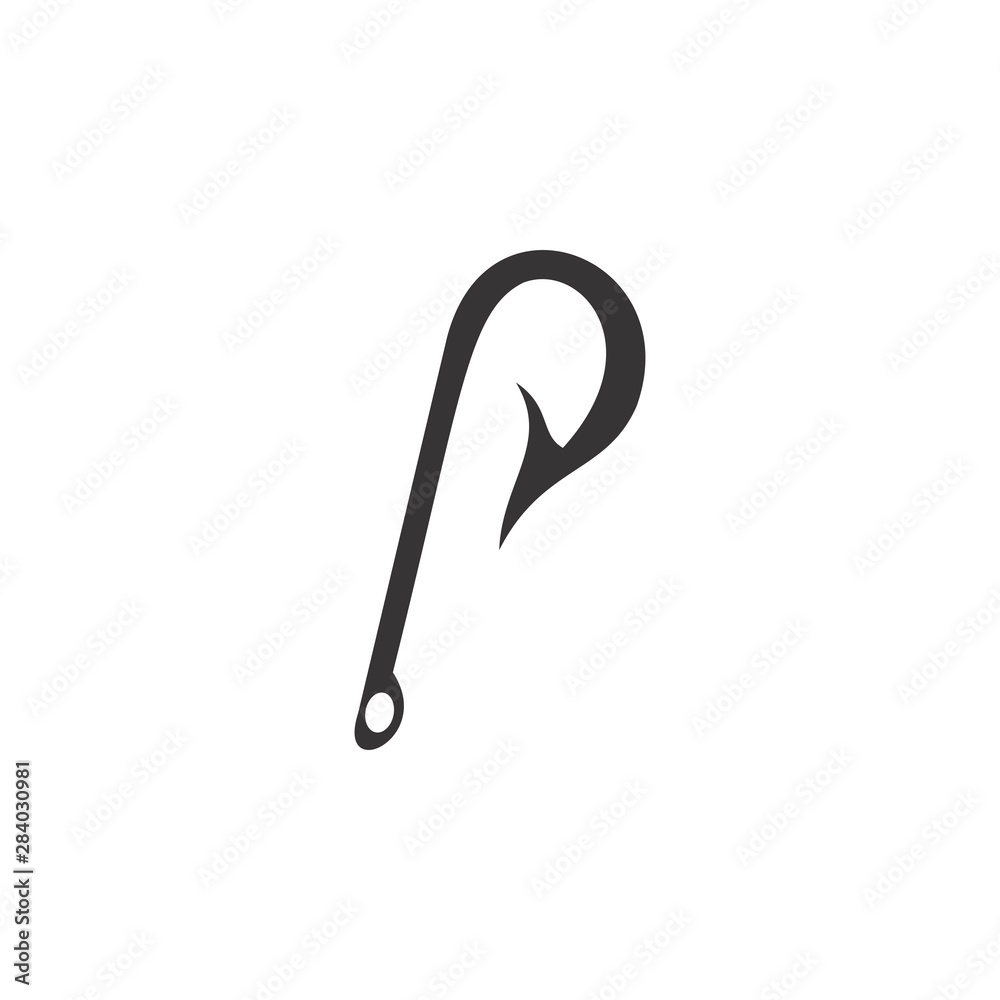 Letter P fish Hook logo design vector Stock Vector | Adobe Stock