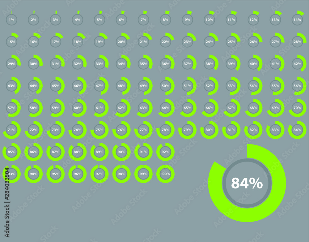 Circle percentage diagrams from 1 to 100. web design, infographic ...
