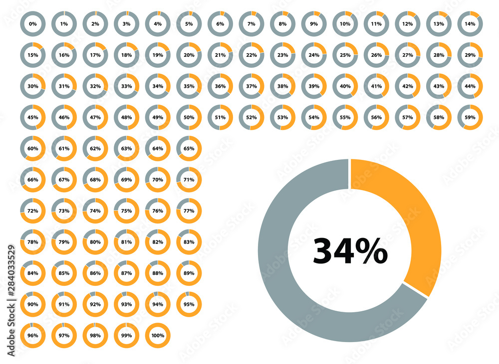 Circle percentage diagrams from 1 to 100. web design, infographic ...