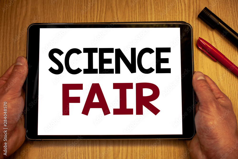 Text sign showing Science Fair. Conceptual photo School competition ...