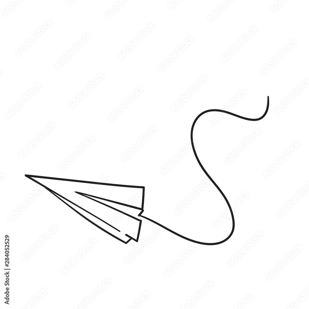 Paper plane drawing vector using continuous single one line art style ...