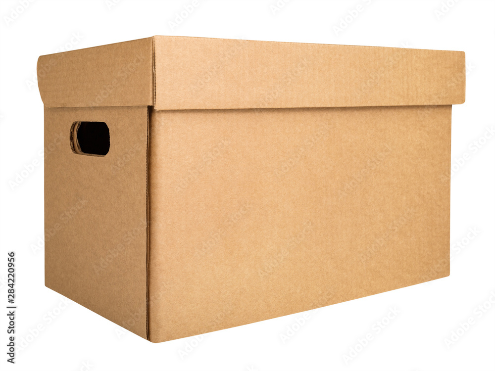 Cardboard archival storage box. Closed blank box for transfer storage ...