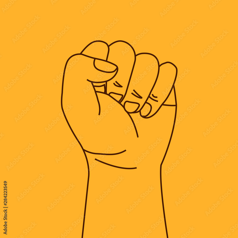 Raised fist - symbol of victory, strength, power and solidarity. Or ...