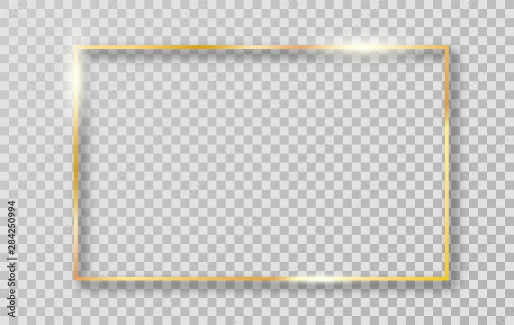 Golden frame with shadows isolated on transparent background. Gold ...