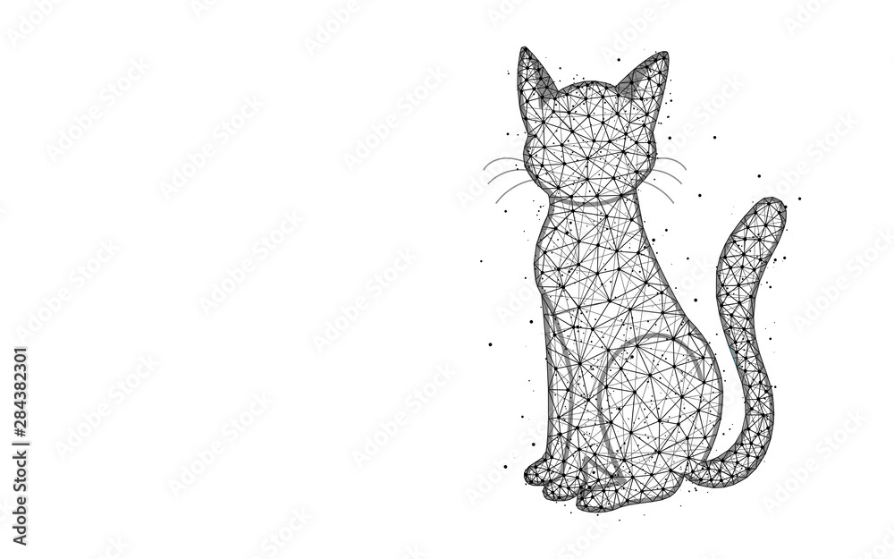 Cat low poly design, animal abstract geometric image, pet wireframe ...