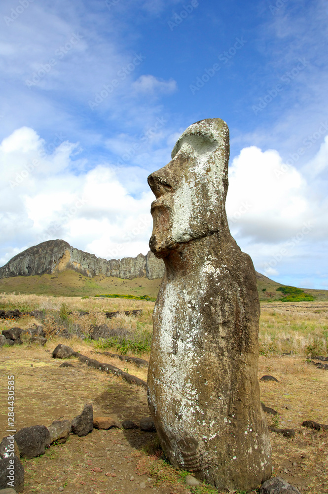 Chile, Easter Island (aka Rapa Nui). Moai heads at Ahu Tongariki. Stock ...