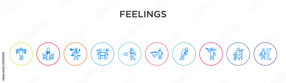 feelings concept 10 outline colorful icons Stock Vector | Adobe Stock