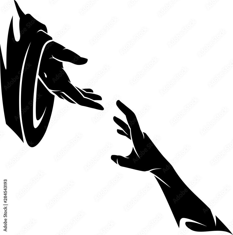 Jesus Reaching Out, Hands Silhouette Stock Vector | Adobe Stock