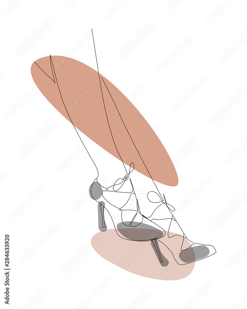 Stock-Vektorgrafik „continuous line drawing of naked women legs in high ...