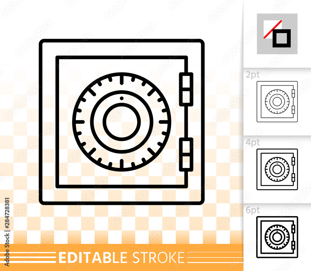 Safe simple black line bank cell box vector icon Stock Vector | Adobe Stock