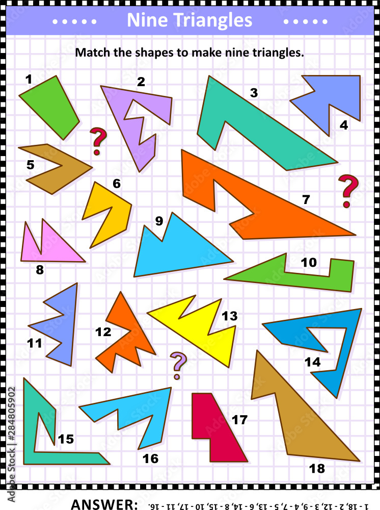 IQ and spatial reasoning skills training math visual puzzle: Match the ...