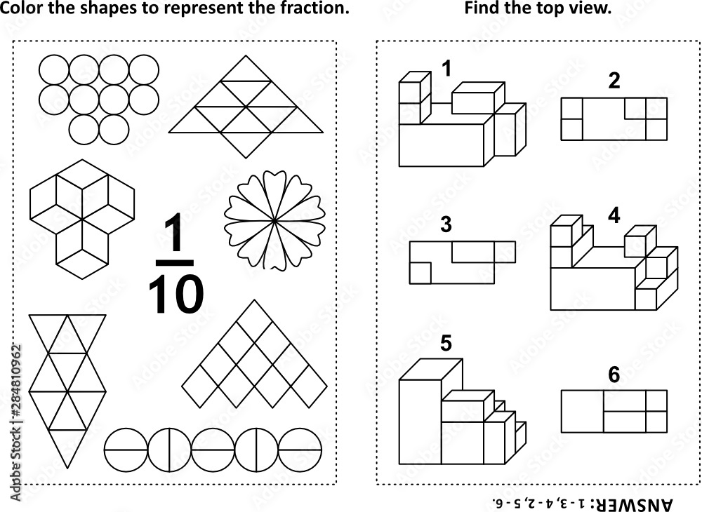 Two visual math puzzles and coloring pages. Color the shapes to ...