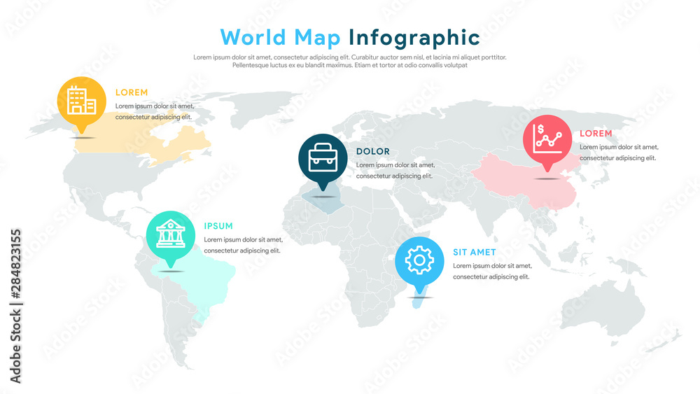 World Map Infographics Vector for Presentation and Slide Show. WIth ...
