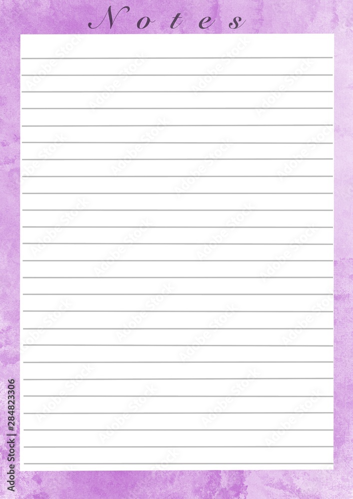 Printing paper note, optimal A4 size. Lined paper for notebook, diary ...