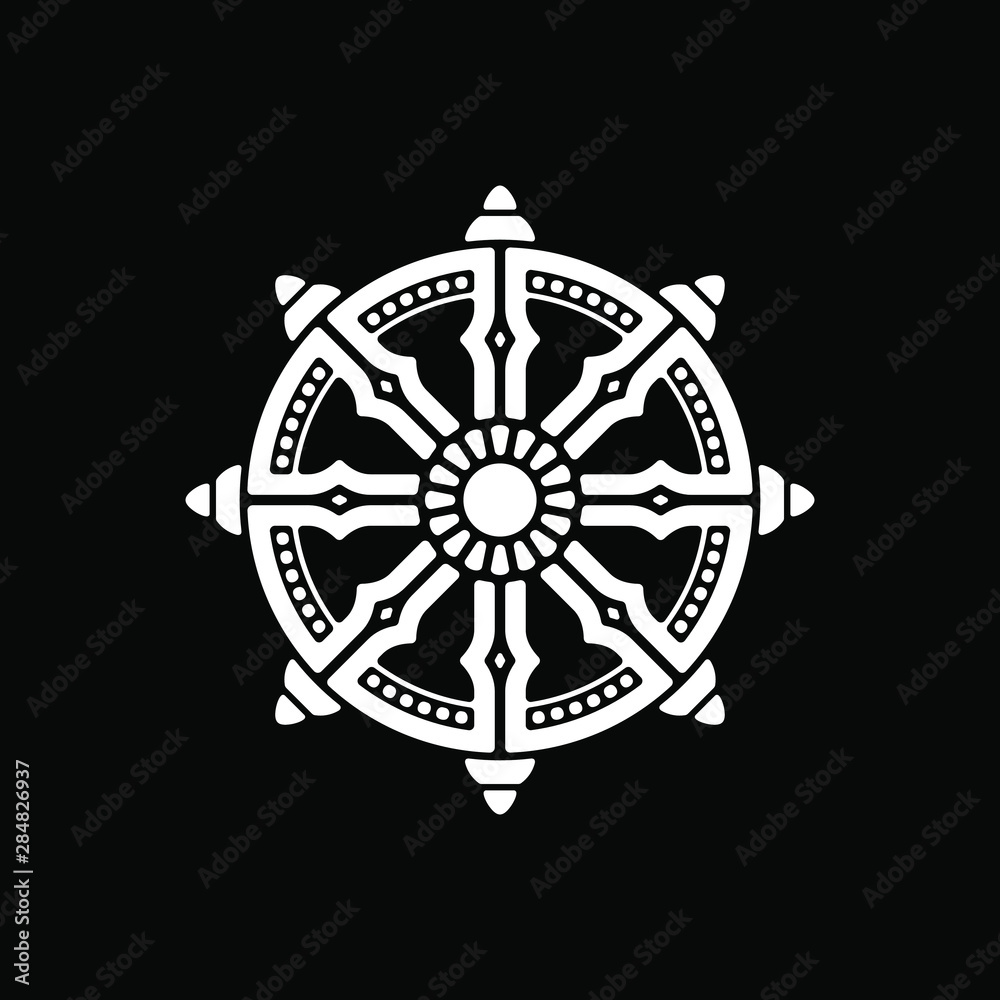 Dharmachakra Vector Symbol Wheel Of Dharma Stock Vector | Adobe Stock