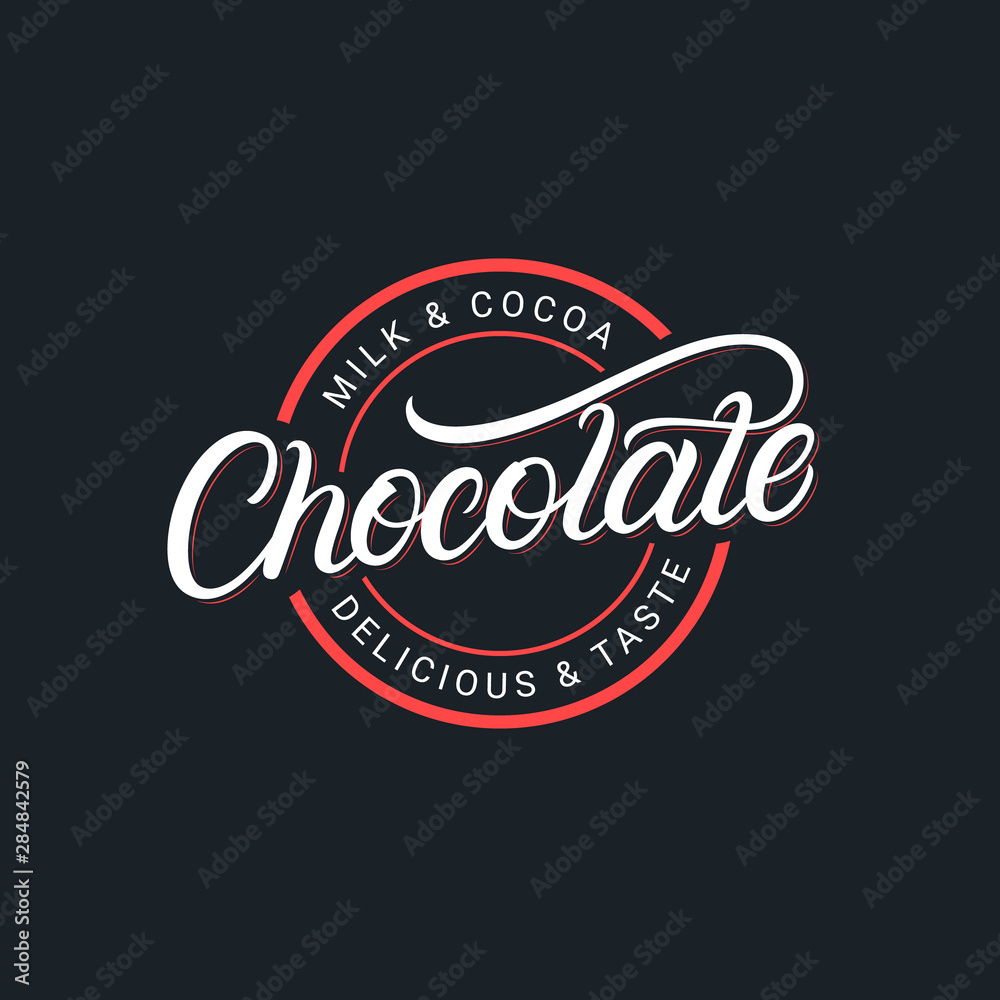 Chocolate hand written lettering logo Stock Vector | Adobe Stock