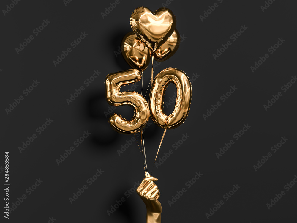 50 years old. Gold and black Number 50th anniversary, happy birthday ...