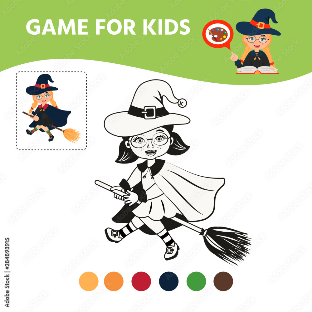 Educational game for children. Coloring page. Kids activity with small ...