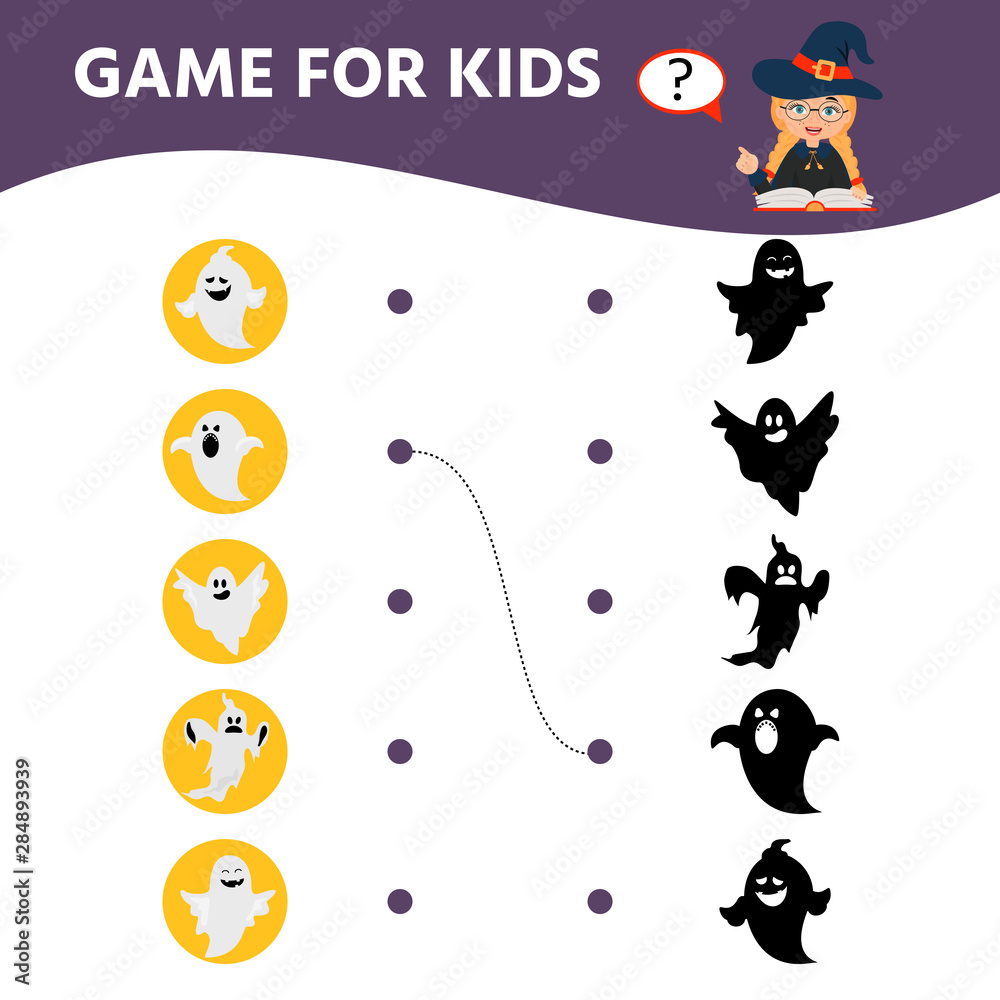 Educational game for children. Find the right shadow. Kids activity ...