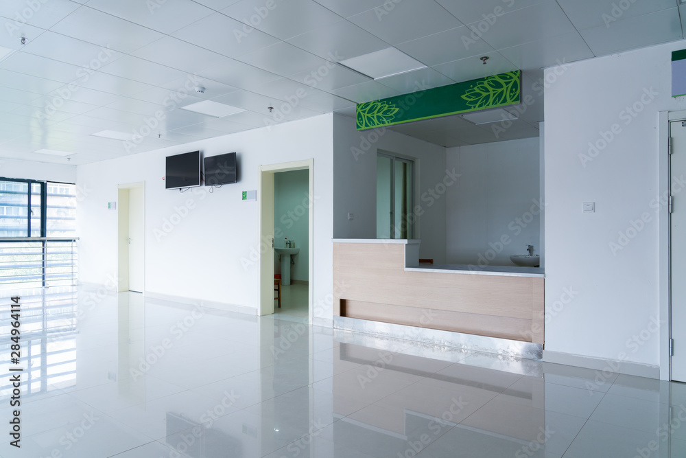 Empty nurses station in a hospital. Stock Photo | Adobe Stock