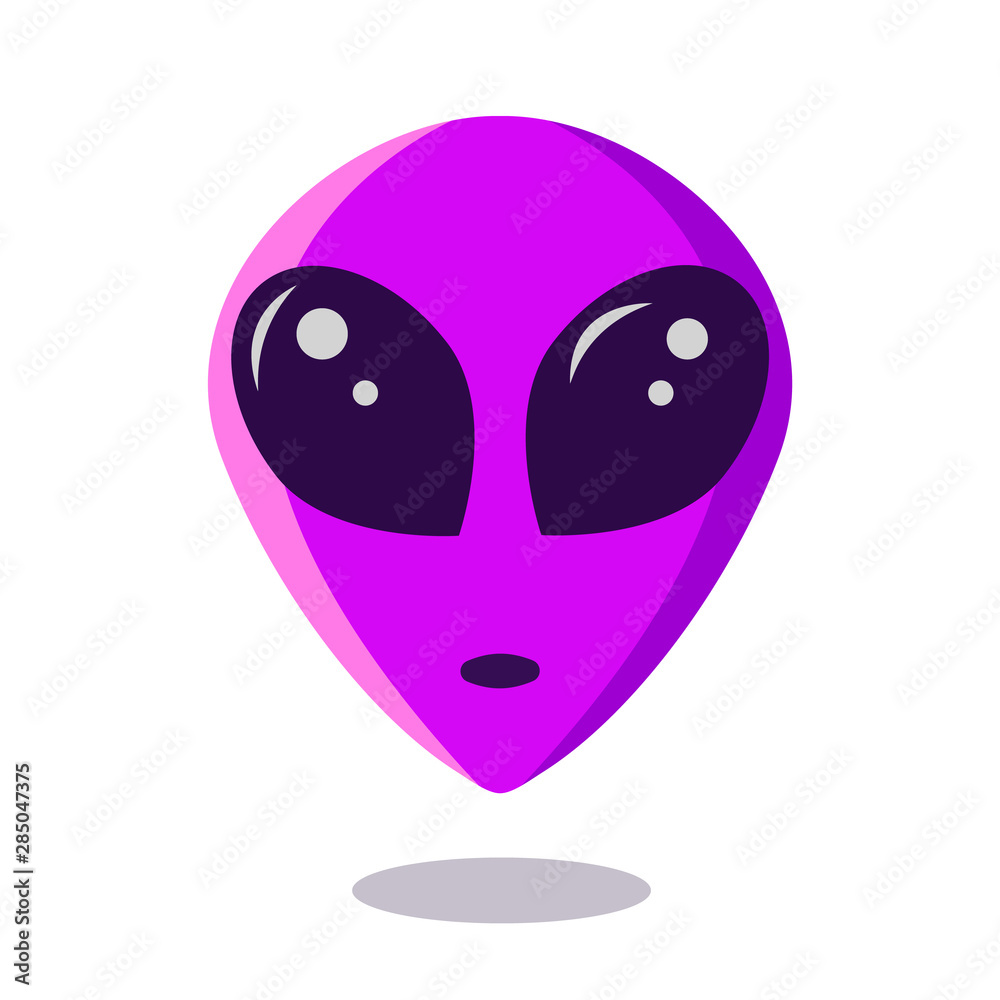 Purple alien face.Martian portrait isolated on white background ...
