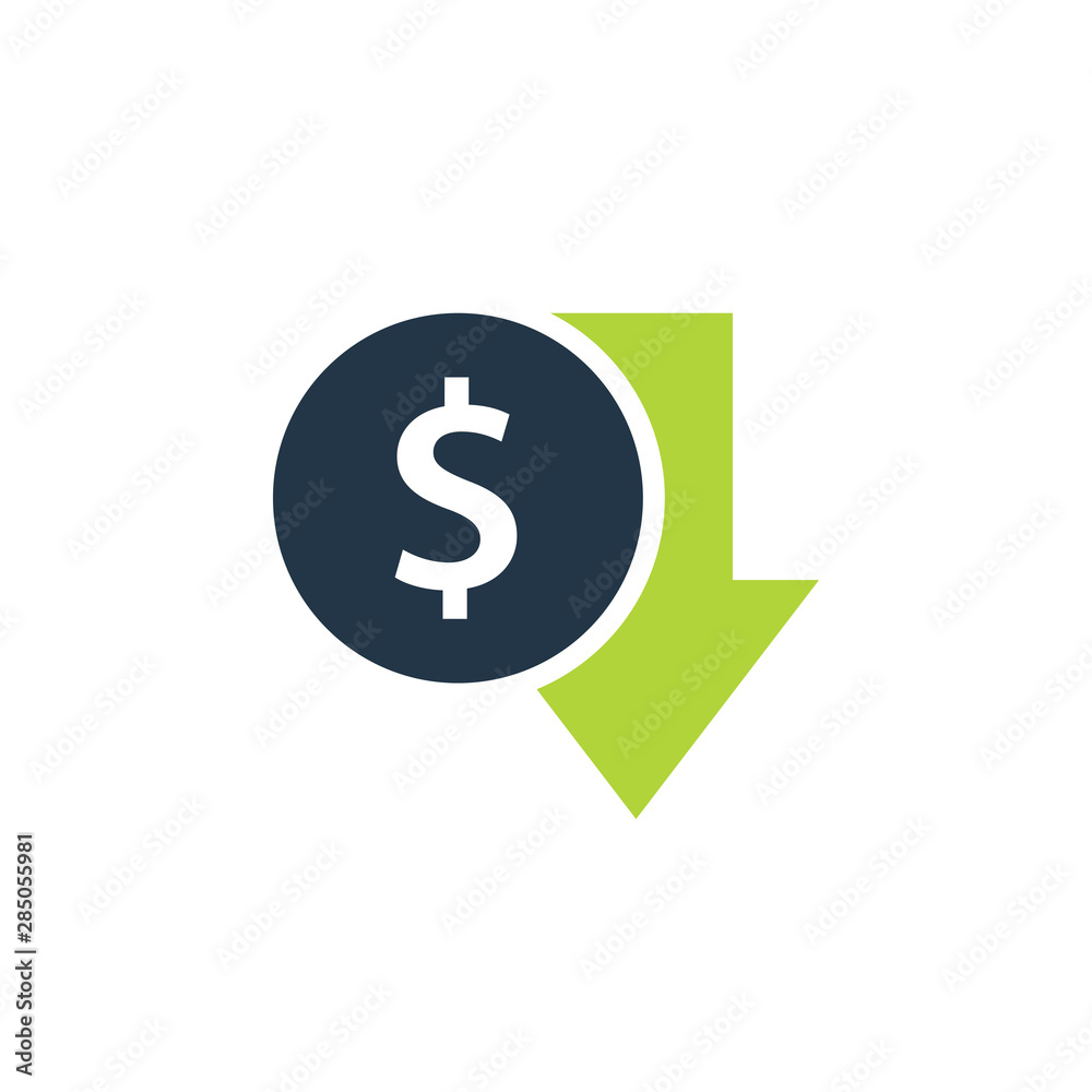 Cost reduction icon. Clipart image isolated on white background Stock ...