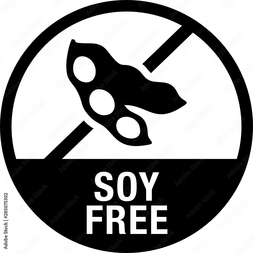 Soy free Symbol for Food Packaging with Label Stock Vector | Adobe Stock