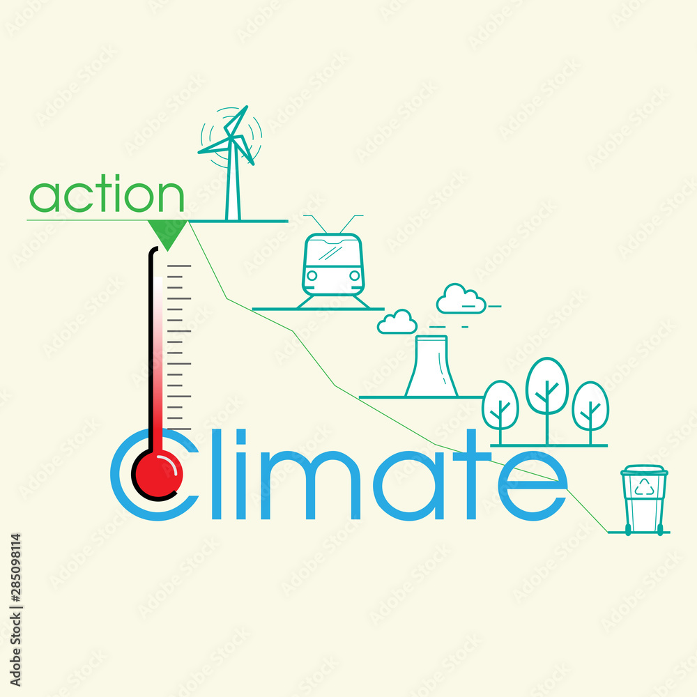 Action to reduce global warming and climate change infographic. Graph ...