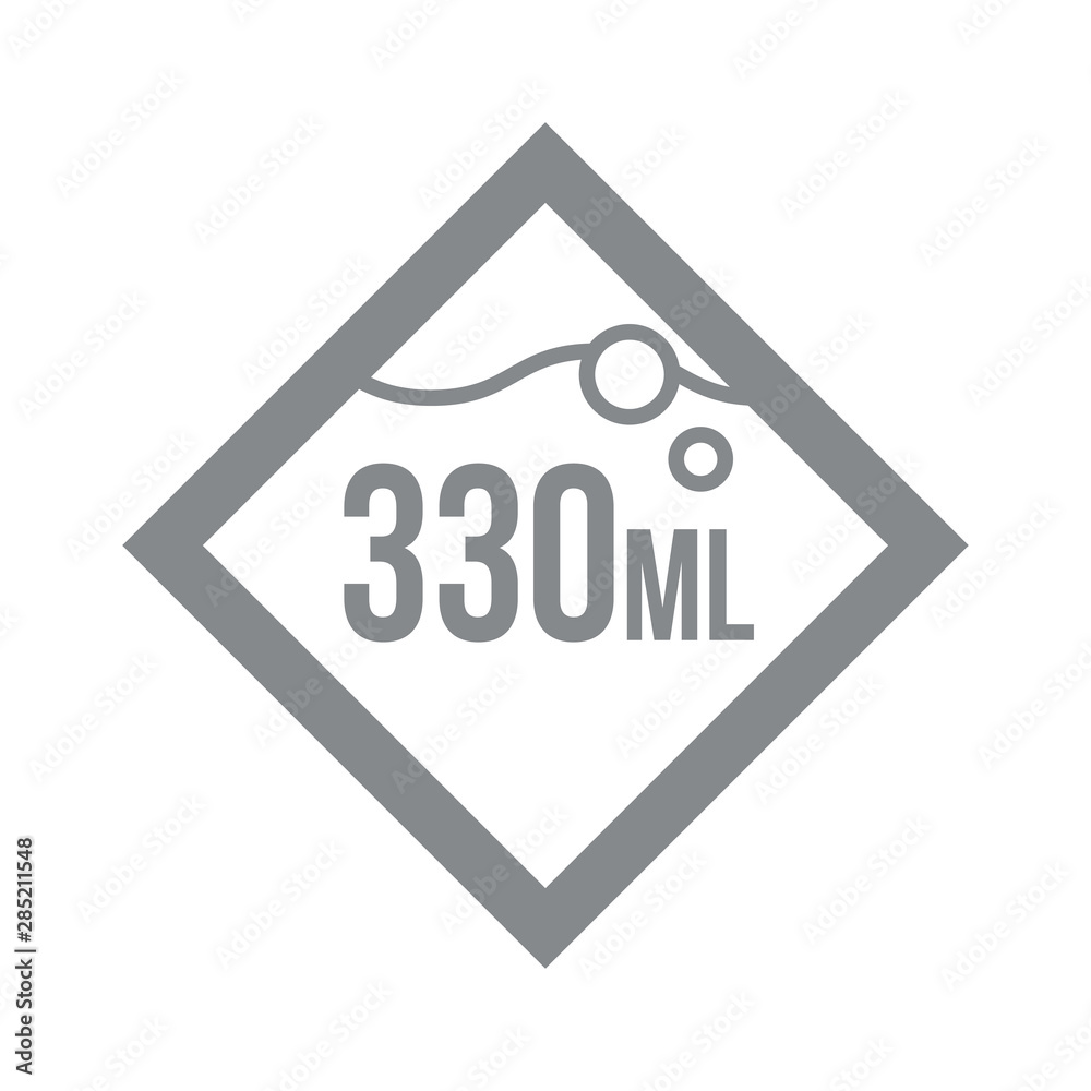 Liter l sign (l-mark) estimated volumes 330 milliliters (ml) Vector ...