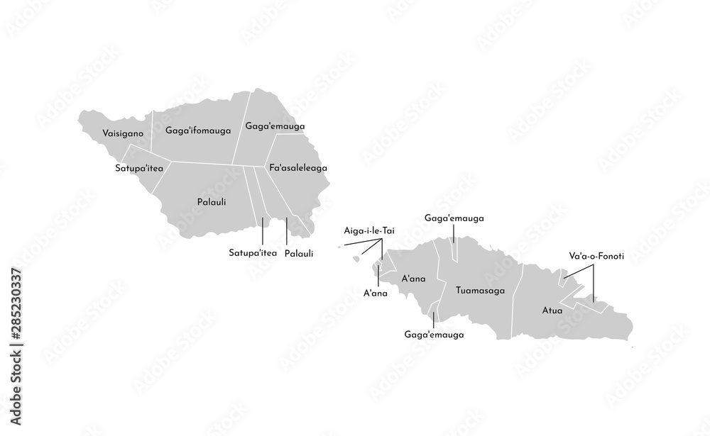 Vector isolated illustration of simplified administrative map of Samoa ...
