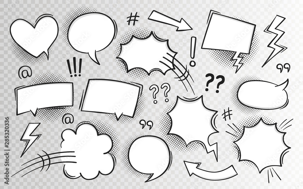 Comic book text speech bubble in pop art style with halftone and ...