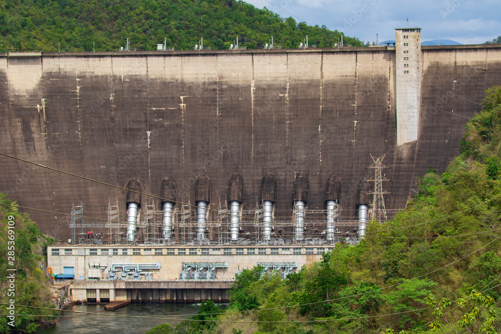 Image of front view of Bhumibol dam in Tak. Hydro Power Electric Dam ...