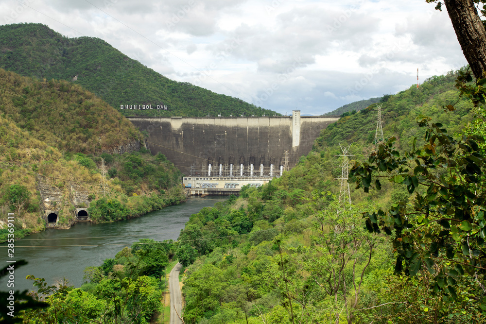 Image of front view of Bhumibol dam in Tak. Hydro Power Electric Dam ...