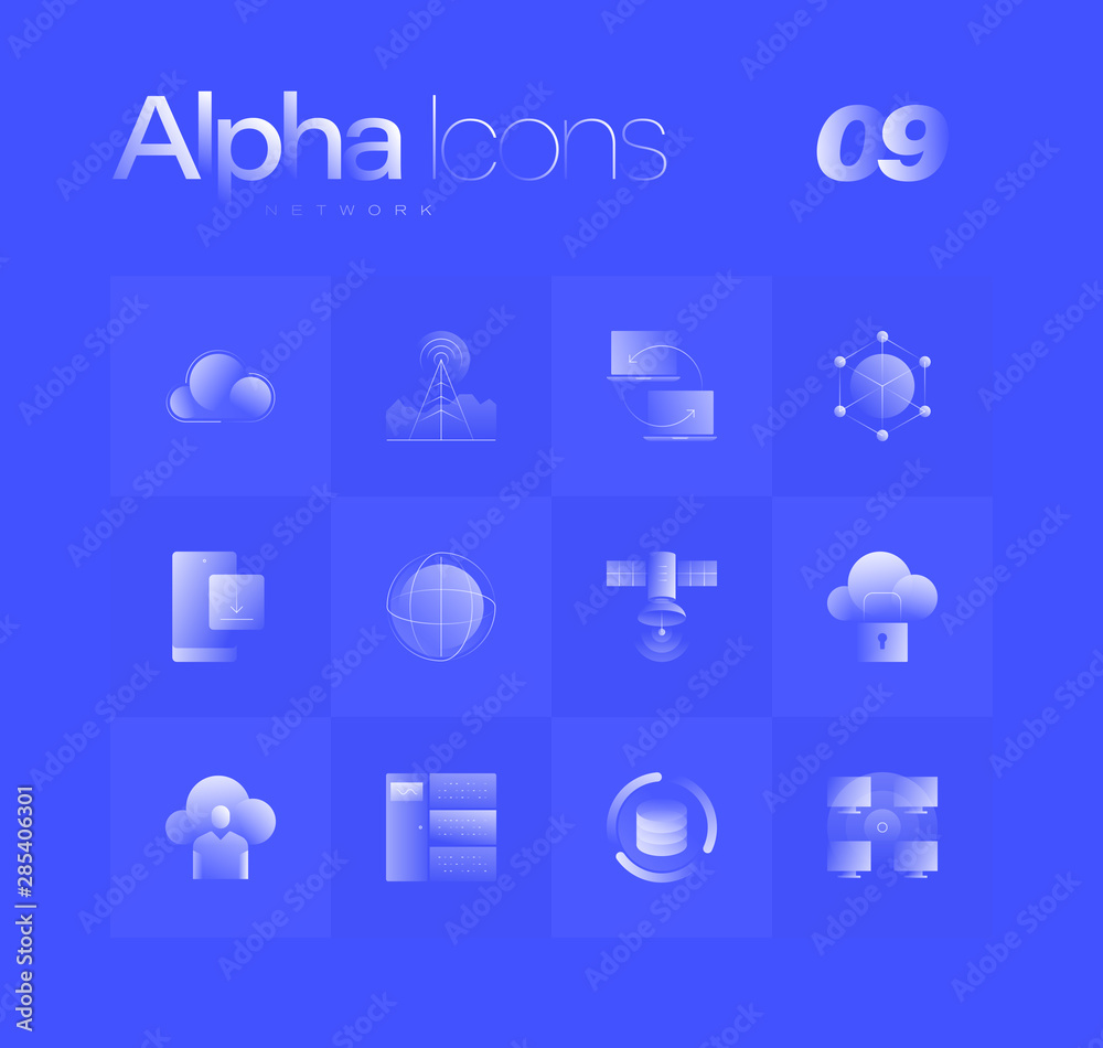 Network Alpha Icons Set Stock Vector | Adobe Stock