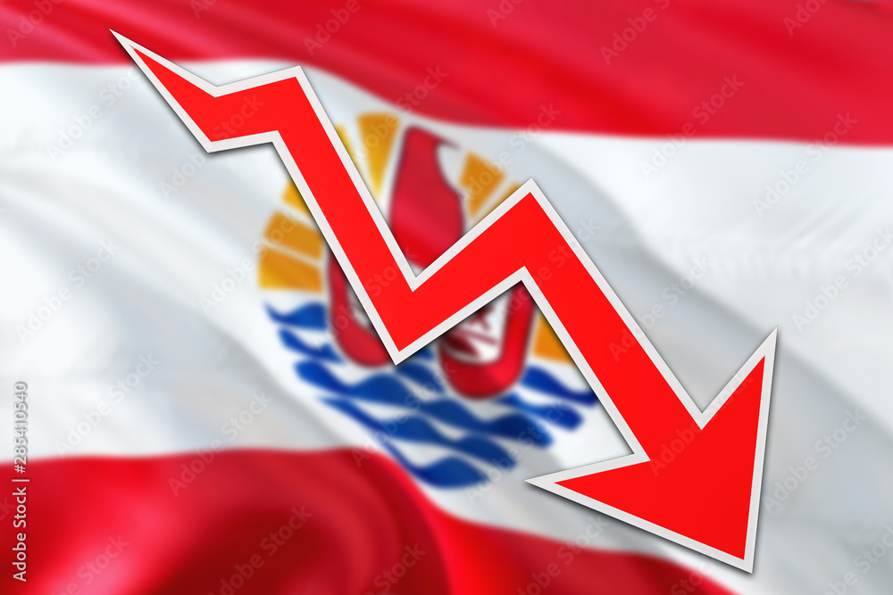French Polynesia economy graph is indicating negative growth, red arrow ...