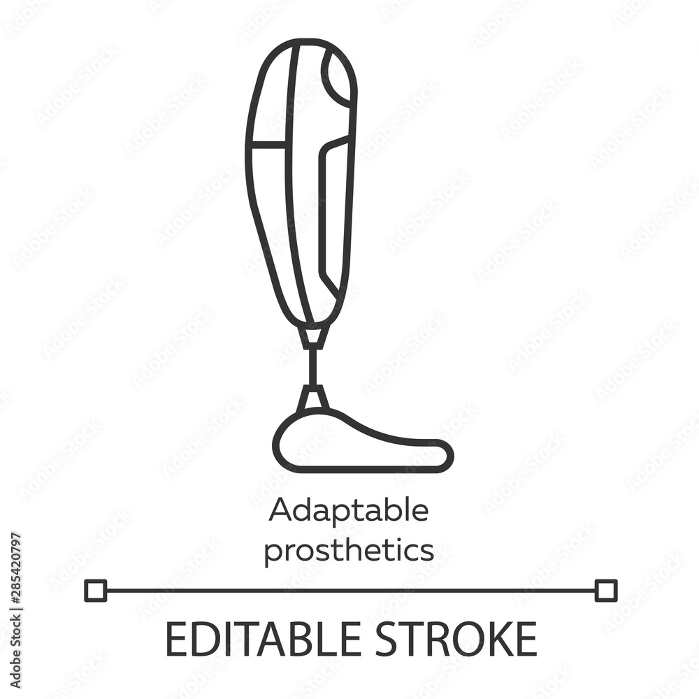 Adaptable prosthetics linear icon. Missing body part replacing ...