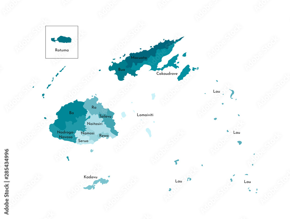 Vector isolated illustration of simplified administrative map of Fiji ...