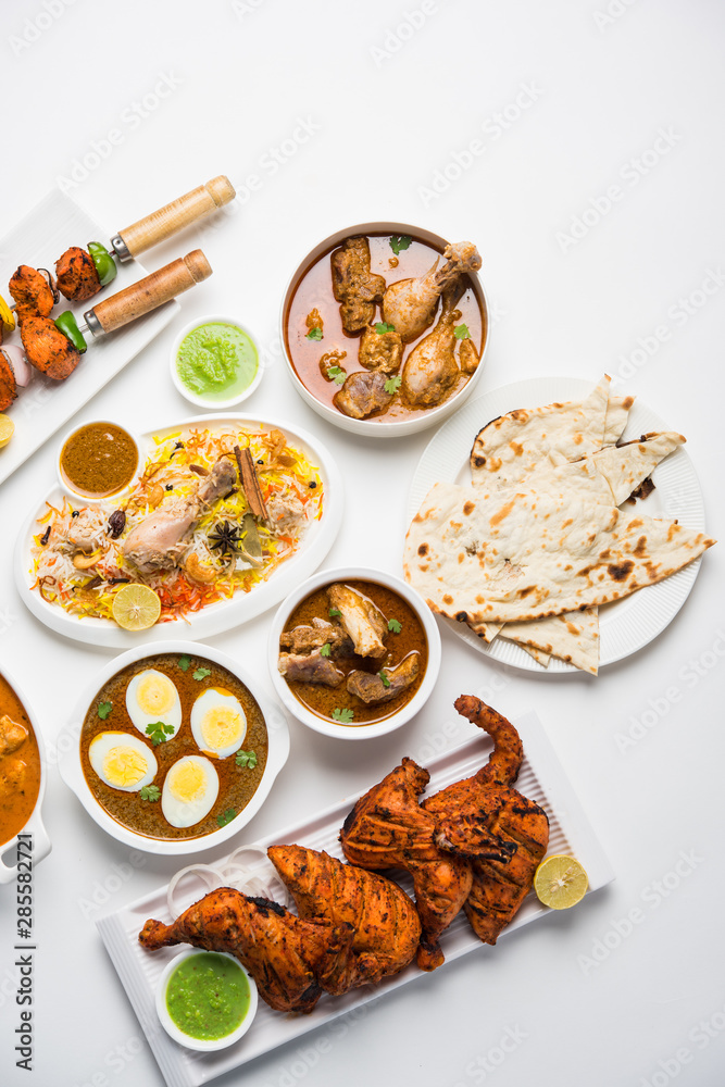 Assorted Indian Non Vegetarian food recipe served in a group. Includes ...