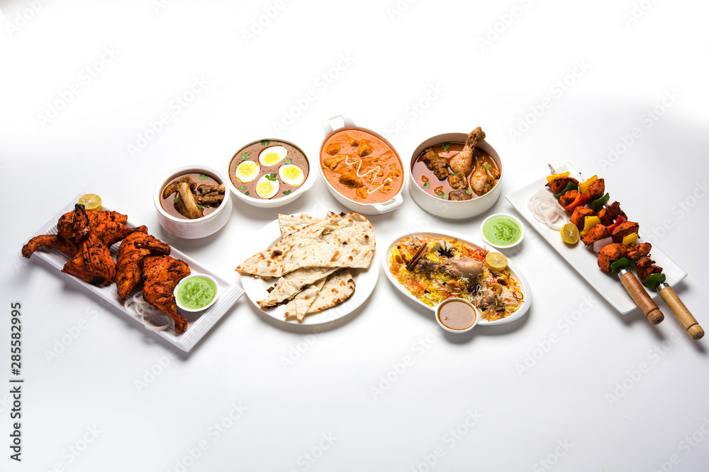 Assorted Indian Non Vegetarian food recipe served in a group. Includes ...