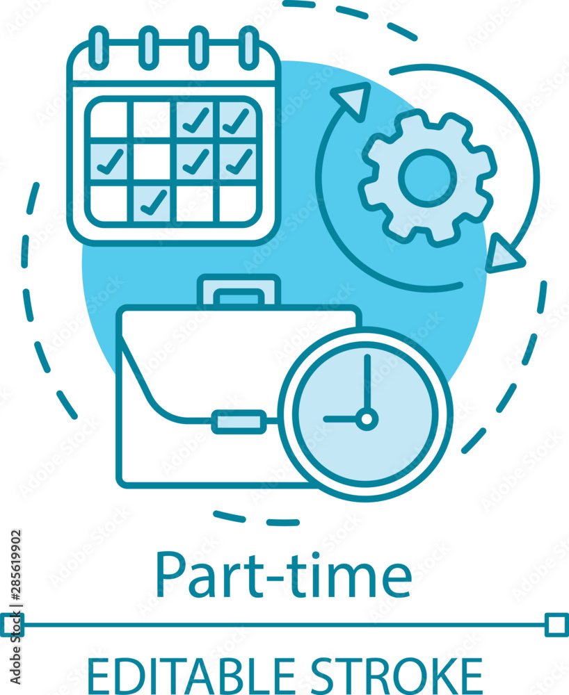 Part-time concept icon. Temporary, short-term employment idea thin line ...