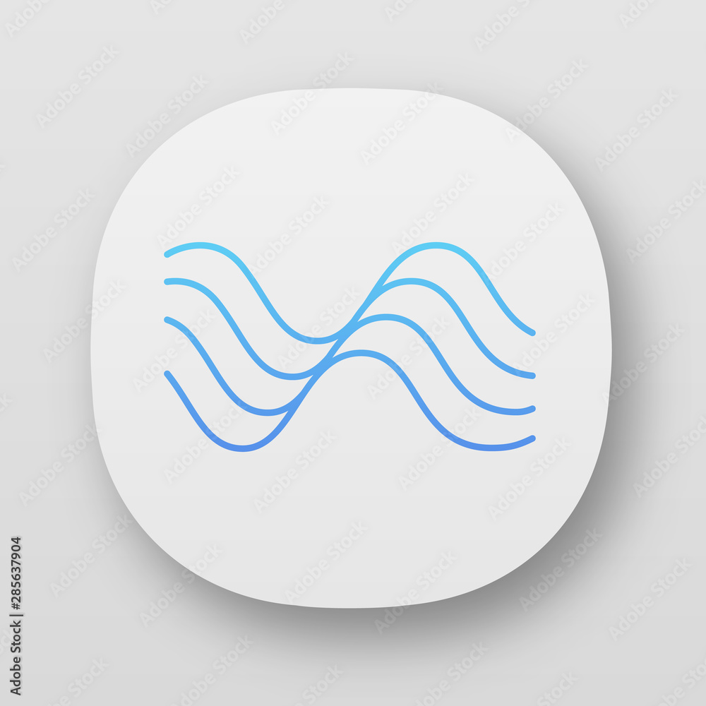 Vector de Stock Wavy sound lines app icon. UI/UX user interface. Music ...