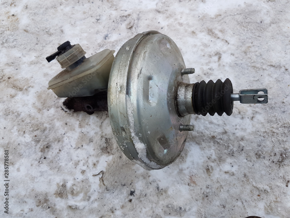 Old car parts, improved brake. Detail vacuum brake booster. Stock Photo ...