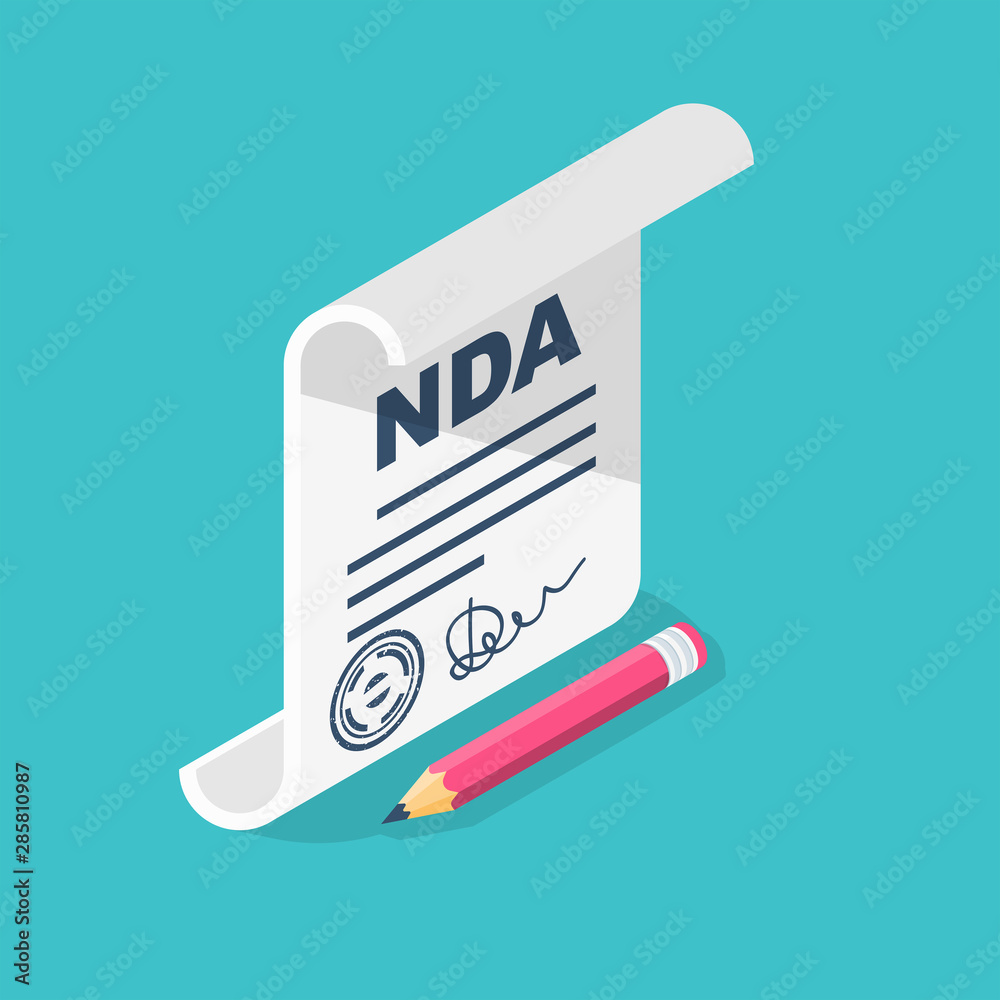 Non Disclosure Agreement document with signature and stamp. NDA concept ...