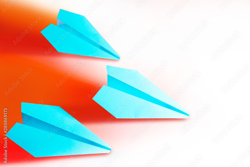 Emoji. Origami. Three paper planes flying in the same direction. A ...