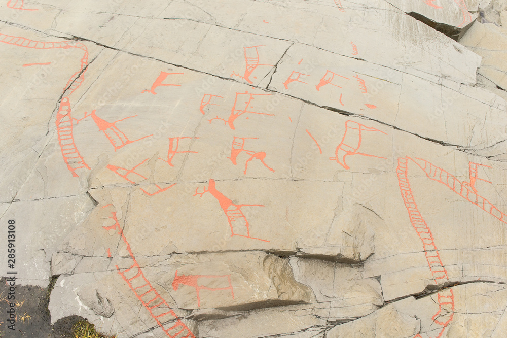 Stock-Foto „Rock art in Alta Fjord, Norway. Ancient symbols, real ...
