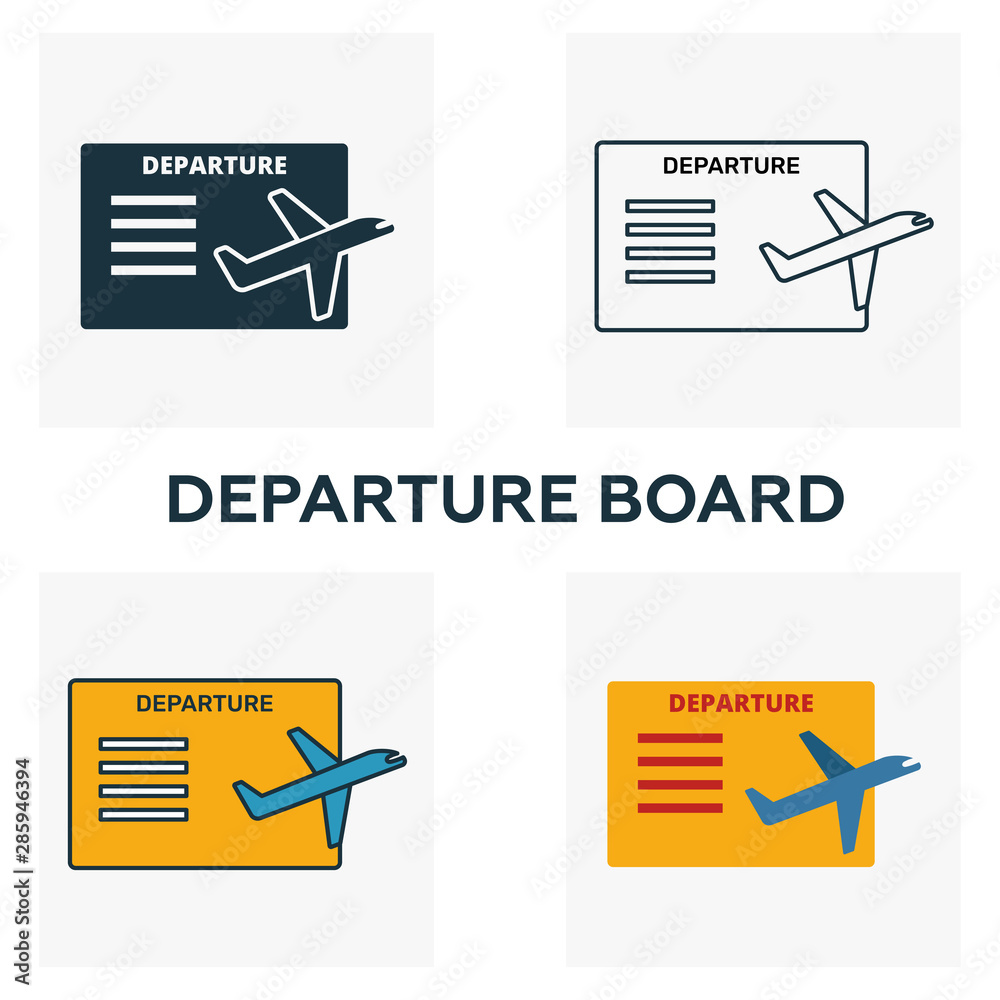 Departure Board icon set. Four elements in diferent styles from airport ...