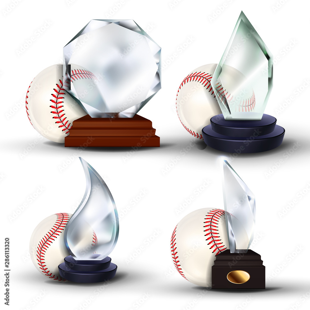 Baseball Game Award Set Vector. Ball, Glass Trophy. Tournament. Design ...
