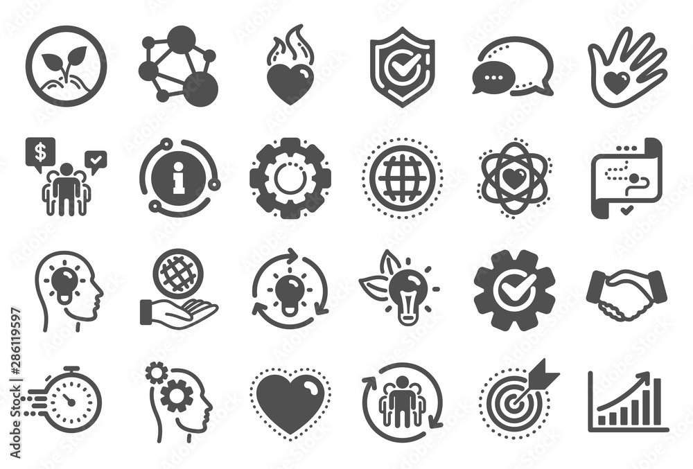 Core values icons. Integrity, Target purpose and Strategy. Trust ...