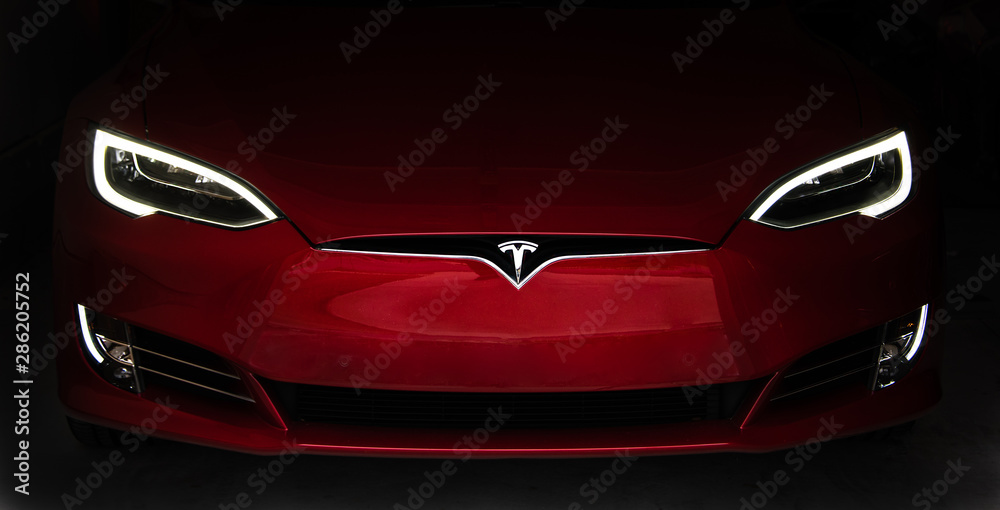 Red Tesla Model S Front Nose Cone Stock Photo | Adobe Stock