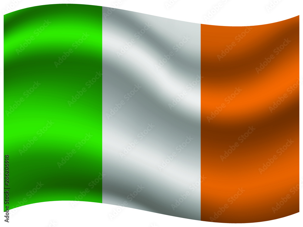 Ireland Beautiful national flag with waving effects. original colors ...
